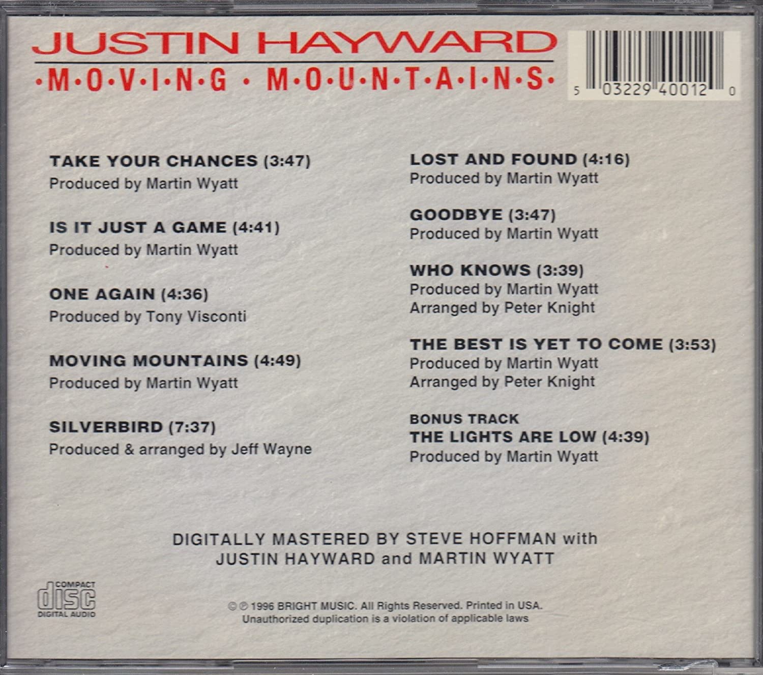Moving Mountains | Justin Hayward